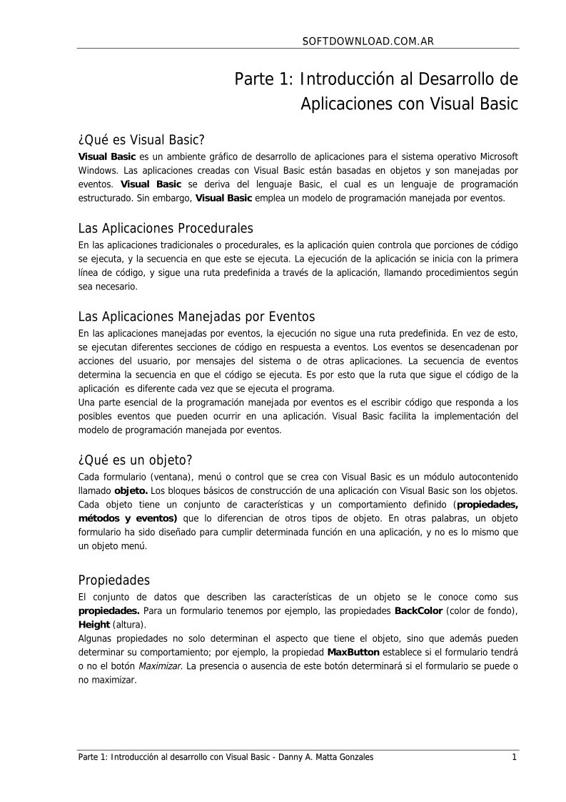 PDF de programación - Parte 1: Introducción al Desarrollo de Aplicaciones con Visual Basic
